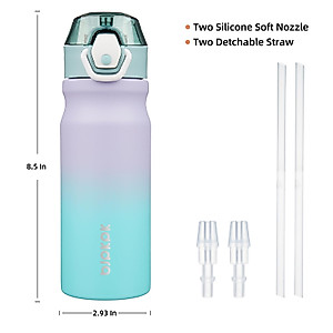 BJPKPK Water Bottle With Straw 18oz Insulated Water Bottles Reusable Stainless Steel Metal Thermos With Leak Proof Lockable Lid And Carry Handle,Oasis