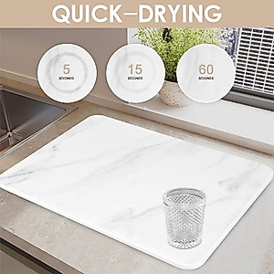 Stone Dish Drying Mat for Kitchen Counter, Quick Drying Diatomaceous Earth Stone Mat, Super Absorbent Dish Drying Pad, Heat Resistant Non-Slip Rack Tableware Mat(15.7x11.8 inch)
