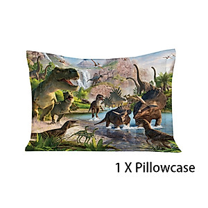 NiuOne Dinosaurs Bed Sheets Twin for Boys,3D Realistic Dinosaur Green Fitted Sheets Set Ancient Jungle Dinosaur Bed Sheet Kids Soft Microfiber Bedding Sheets Set,Twin Size(2pc)