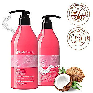 16.9 Fl Oz Keratin Conditioner, Nourishing & Moisturizing Formula for Damaged and Dry Hair, Extra Strength Hydrate & Repair for Color Treated Hair, Anti Frizz, Free of Sulfate, Parabens and Gluten