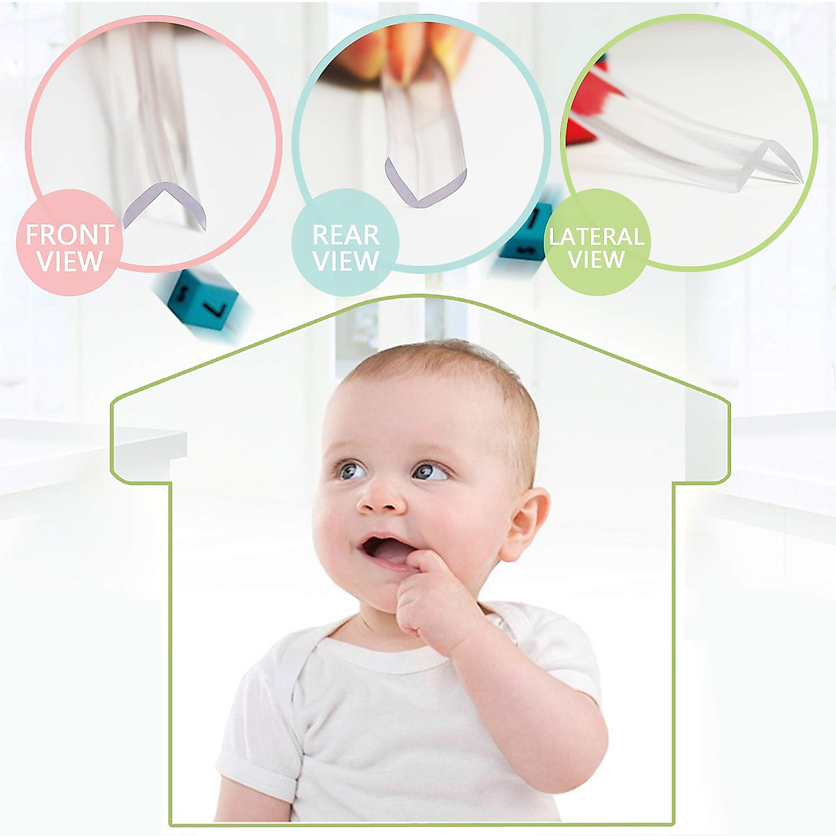 Corner Guards Child Safety, Furniture Clear Toddler Edge Protectors Soft Silicone Bumper Strip Baby Proofing 20ft(6m) with Double-Sided Tape for Cabinets,Tables,Household Appliances,etc