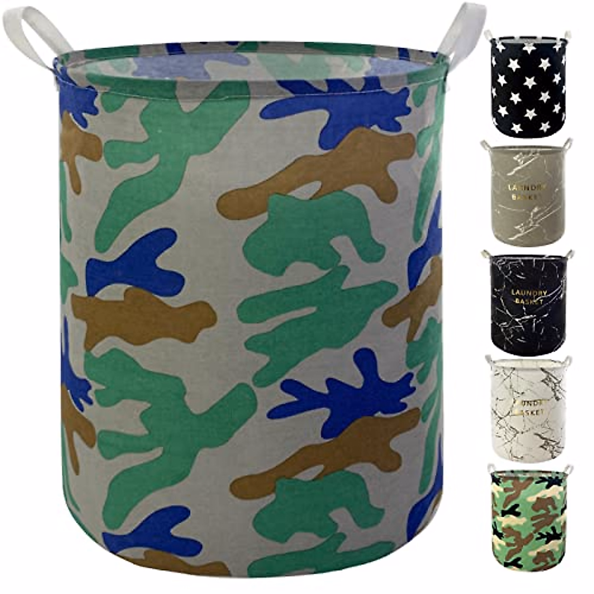 SineGux Collapsible Laundry Basket Large Laundry Hamper Waterproof Foldable Storage Bins Storage Basket with Handles Canvas Nursery Hampers for Laundry Clothes Toy Organizer (Camo Grey)