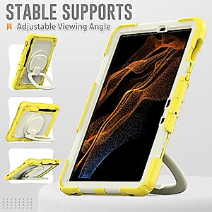 Tablet PC Case Kids Colour Heavy Duty Shockproof TPU Case Compatible with Samsung Galaxy Tab S7 11 inch T870/T875 (2020)/Tab S8 X700/X706（2022）Case,360 Degree Rotating Handle Stand Bracket W Screen Pr
