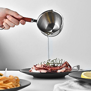 Butter Heating Pot,Stainless Steel Mini Butter Warmer with Heat Resistant Handle for Melted Butter Milk Steaming Milk Frothing Latte Art (Large)