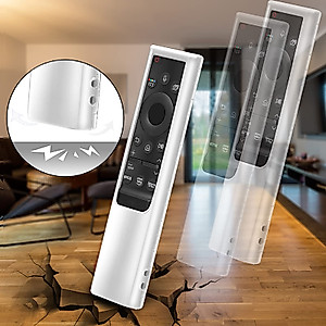 Case Compatible with Samsung Smart TV Remote Control 2021/2022, Remote Cover for Samsung Solar Cell Remote BN59-01357 BN59-01385 BN59-01265A Universal Silicone Skin Sleeve Glow in The Dark White