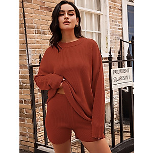 LILLUSORY 2 Two Piece Outfits Womens 2024 Spring Fashion Summer Lounge Matching Loungewear Sweater Shorts Biker Sets Casual Trendy Clothes Clothing