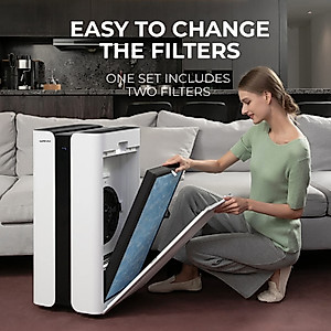 Genuine CleanForce Multi-Integrated H13 HEPA Replacement Air Filter for MEGA1000 Air Purifier, 2 PCS in Pack, filters Dust, Somke, Lint, Pet Hair Dander, Odors, etc.