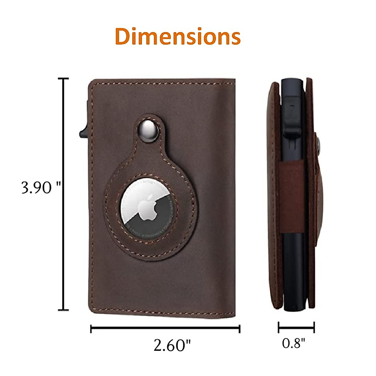 G2eComme AirTag Card Holder Minimalist Wallet – Ultra Slim Magnetic Genuine Leather GPS Tracker Credit Card Case Privacy & Security RFID Blocking Ideal Gift (Dark Brown)