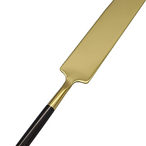 Koyal Wholesale Modern Wedding Cake Knife And Server Set - 2-Piece Gold Cake Cutter & Server With Black Handle