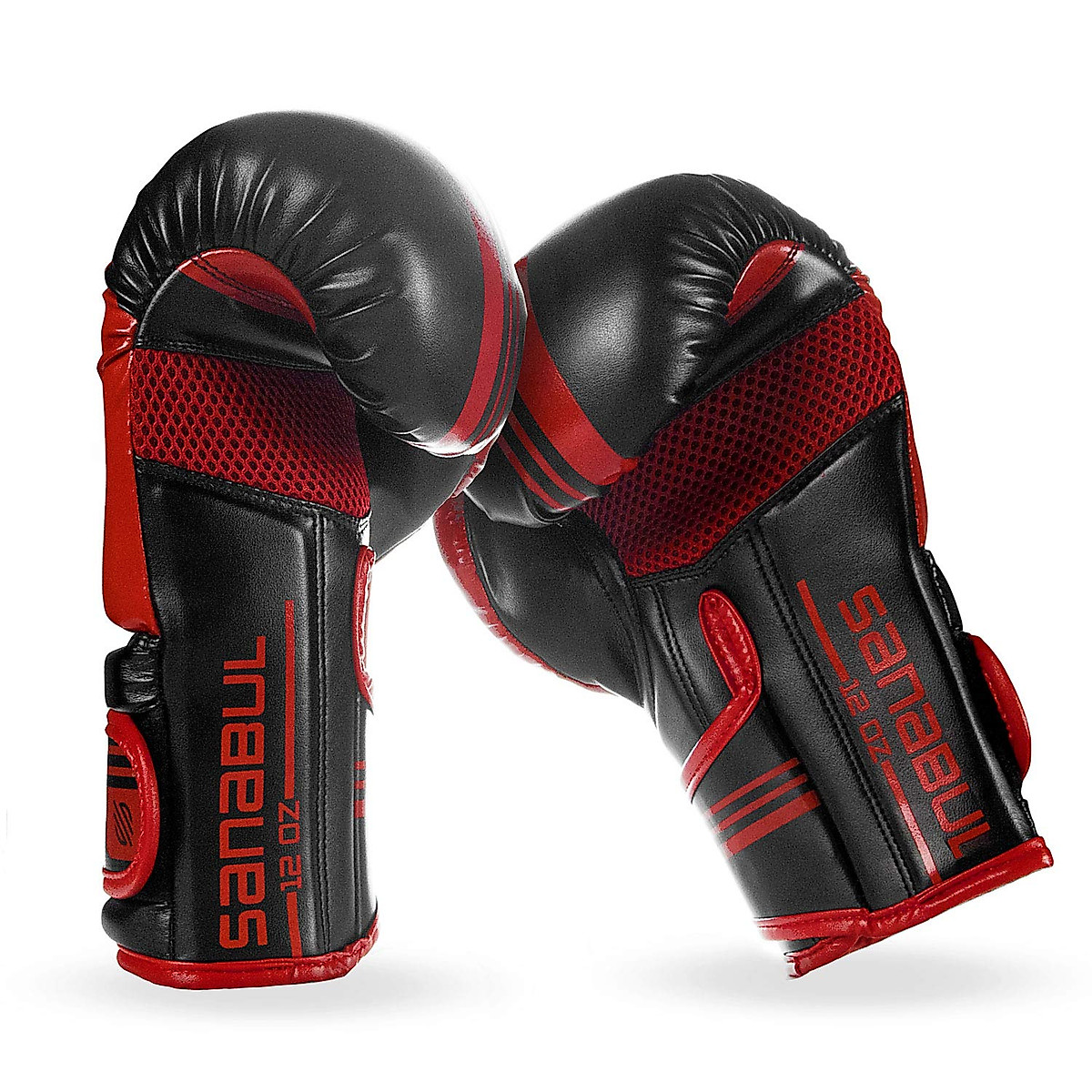 Sanabul Core Gel Training Boxing Gloves for Men and Women Advanced Muay Thai and Kickboxing Gloves Heavy Bag & Boxing Sparring - Black/Red, 16 oz