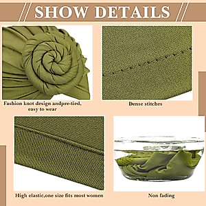 Jeyiour 18 Pcs Women Turban African Pre Tied Bonnet Hairwrap Flower Knot Bonnet Beanie Cap Turban Head Wraps Headband Hat (Novel Colors)