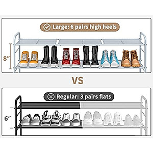 Dicasser 4-Tier Long Shoe Rack Organizer Extra Large Capacity for 30 Pairs,Silver