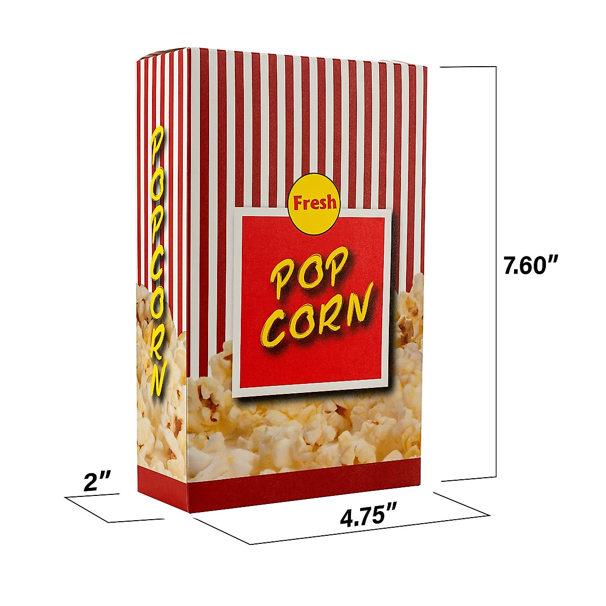 MT Products Popcorn Boxes for Party or Movie Night - 1.25 oz. (Pack of 50) - #3 Popcorn Buckets With Close Top