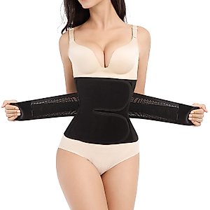 Postpartum Belly Band,C Section Belly Binder,Abdominal Binder Post Surgery Girdle,Tummy Tuck Compression Wrap Waist Trainer Black
