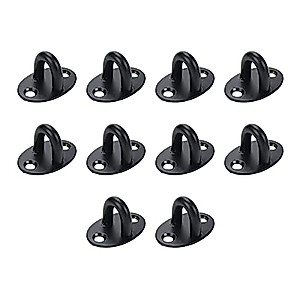 Rannb Ceiling Hooks Small Stainless Steel Black Wall Mount Hook Pad Eye Plate Hook -10pcs