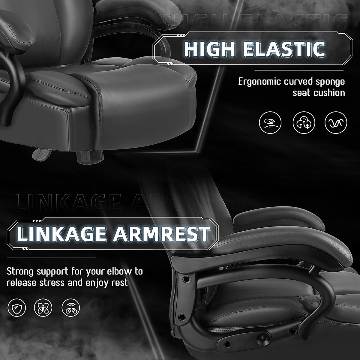 OFIKA Big and Tall Office-Chair 500lbs - Adjustable Lumbar Support, Office Chair for Heavy People, Heavy Duty High Back Executive Desk Chair with Wide Seat and Quiet Rubber Wheels, Large Office Chair