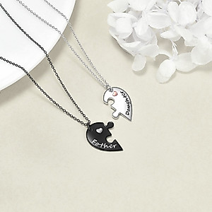 POPLYKE Heart Matching Father and Daughters Necklace for 2 Sterling Silver Father Daughter Jewelry Dad Daughter Necklace Set Birthday Gifts for Father Daddy Husband