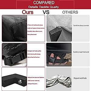 ClawsCover V-Shaped Outdoor Patio Sectional Sofa Covers Waterproof Heavy Duty Rip-Stop Anti-UV Oxford Cloth Patio Furniture Couch Cover Protector,6 Windproof Straps,Air Vent,100" L/100 Lx 32" Dx31 H