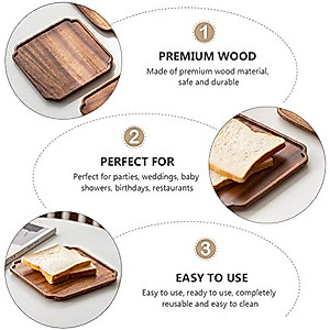 DOITOOL Wooden Serving Plate Decorative Wood Tray Square Wooden Food Serving Tray Food Service Platter Dish Table Decoration