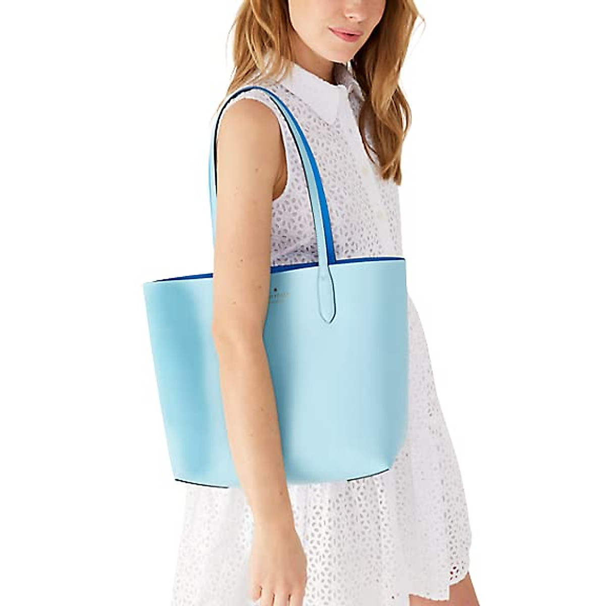 Kate Spade Ava Leather Reversible Tote (Fountain Blue)