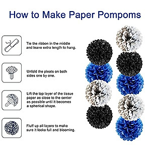 Retirement Party Decorations for Men Women, Happy Retirement Decorations Blue HAPPY RETIREMENT Banner Paper Pompoms Balloons Hanging Swirls Cake Toppers Decor for Retired Party Supplies