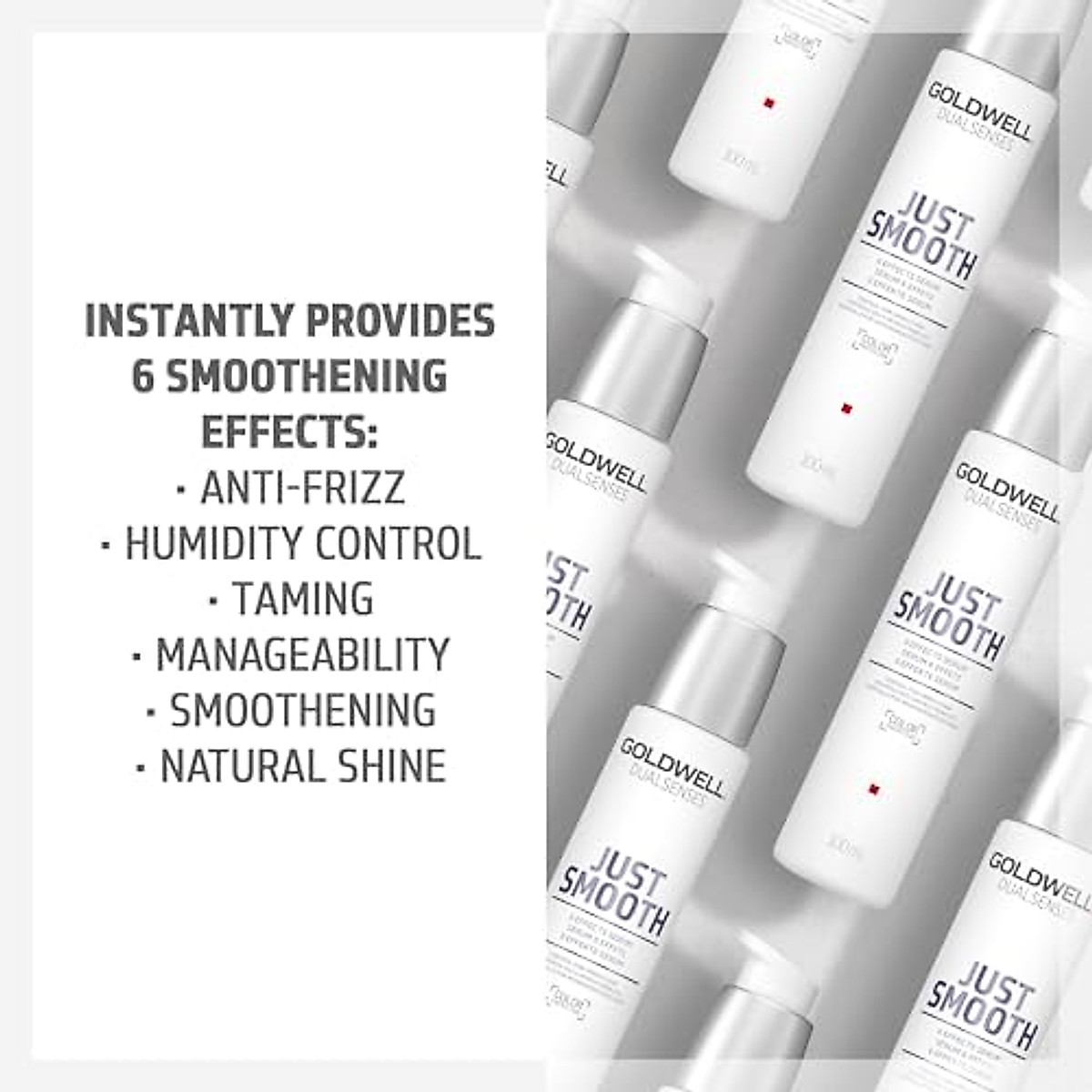 Goldwell Dualsenses Just Smooth Taming Anti-Frizz & Humidity Control 6 Effects Serum, Paraben Free, Floral, 100ml