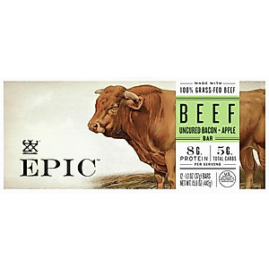 Epic Beef Apple Bacon Bars, Whole30, Paleo Friendly, 12 ct