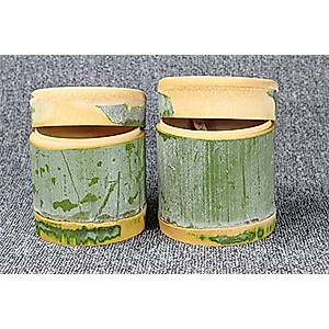 WellieSTR 2PCS (XXS/Dia.7~8cm/H 10cm) Natural Bamboo Steamer Bowl Rice Basket Dessert Cup Bamboo Wine Glass for Asian Food,Dim Sum,Rice,Bamboo Wrapped Sticky Rice Steamer,Snack Tool,with Spoon