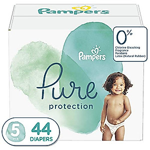 Pampers Pure Disposable Baby Diapers, Hypoallergenic and Fragrance Free Protection, Size 5, 44 Countm Super
