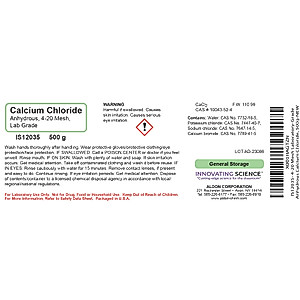 ALDON Innovating Science Anhydrous Calcium Chloride, 500g, 4-20 Mesh - Laboratory-Grade - Calcium Chloride Powder - The Curated Chemical Collection