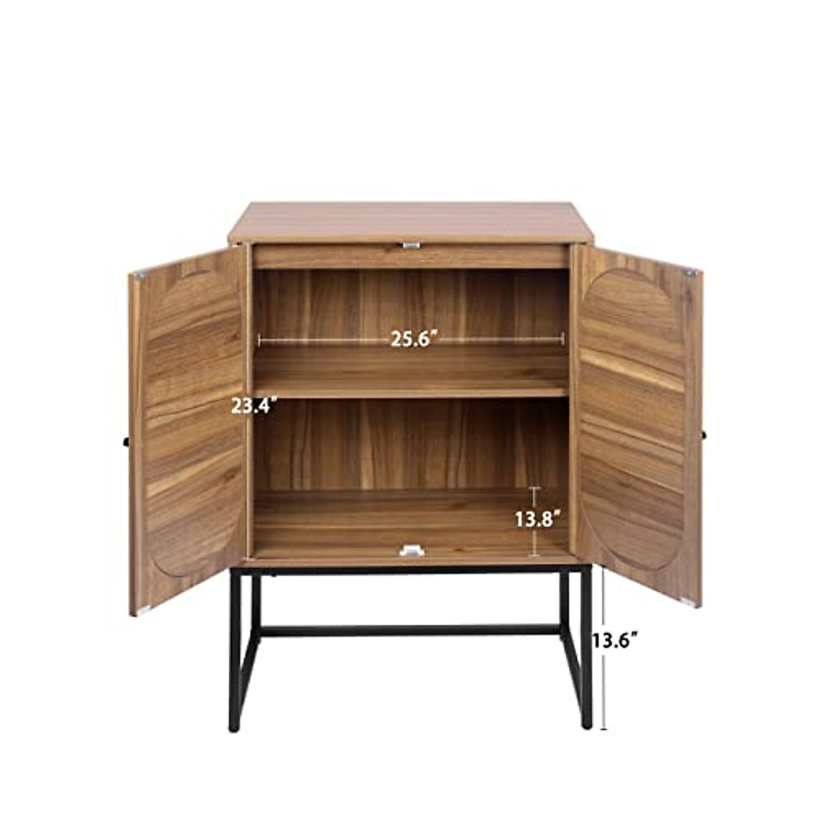 ZeHuoGe Natural Rattan Sideboard Buffet Storage Accent Cabinet with 2 Magnetic Door, Sideboard Buffet Cupboard Accent Cabinet, Built-in Adjustable Shelf Iron Bracket US Delivery (Walnut)