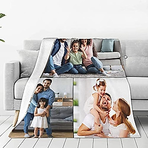 Customized Flannel Fleece Blankets Custom Blanket with Photo Text Personalized Bedding Throw Blankets for Family Birthday Christmas Wedding Gift Fits Couch Sofa Bedroom Living Room 50"x40"