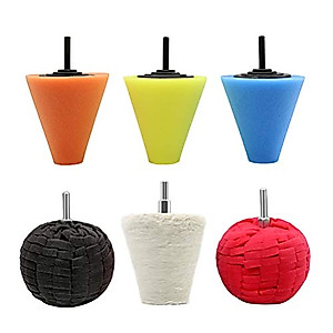 VOSAREA 6PCS/ car Wheel polishing Buffing pad Set Polishing Pad 3 inch Replacement Practical Buffing Pad Sponge Polisher for Vehicle Automobile Sponge Buffing Car Drill Buffing Sponge Pads