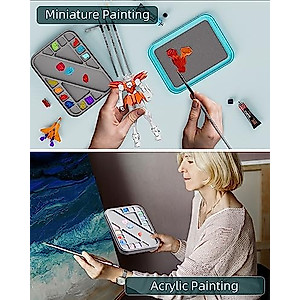 Nicpro Stay Wet Palette for Acrylic Miniature Painting Kit, Paint Tray Palettes with 100PCS Pallet Paper, 4PCS Sponge, Brush Holder Paint Mixing Storage for Warhammer 40K Model Paint, DIY Craft Class