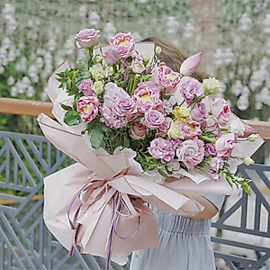 HYSSINOWRAP 40 sheets 4 colors, flower wrapping paper, flower shop paper, waterproof wrapping paper, semi transparent wrapping paper, including ribbon, 22.8 * 22.8 inches1-light mix