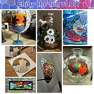 Colorful Acrylic Glass Paint Set with 6 Brushes, 1 Palette, 12 Colors Glass Paints for Wine Glass, Bulb, Waterproof Acrylic Enamel Paint Kit to Create Translucent Arts on Porcelain, Window & Ceramic