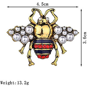 2 Pack Rhinestone Pearl Bee Brooch Pins Honey Bee Pendant/Brooch Fashion Crystal Insect Pins