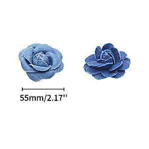 Begino 6Pcs Denim Flower Cloth 3 Sizes Denim Fabric Flowers Hair Accessories Clothes Hats Dress Decoration DIY