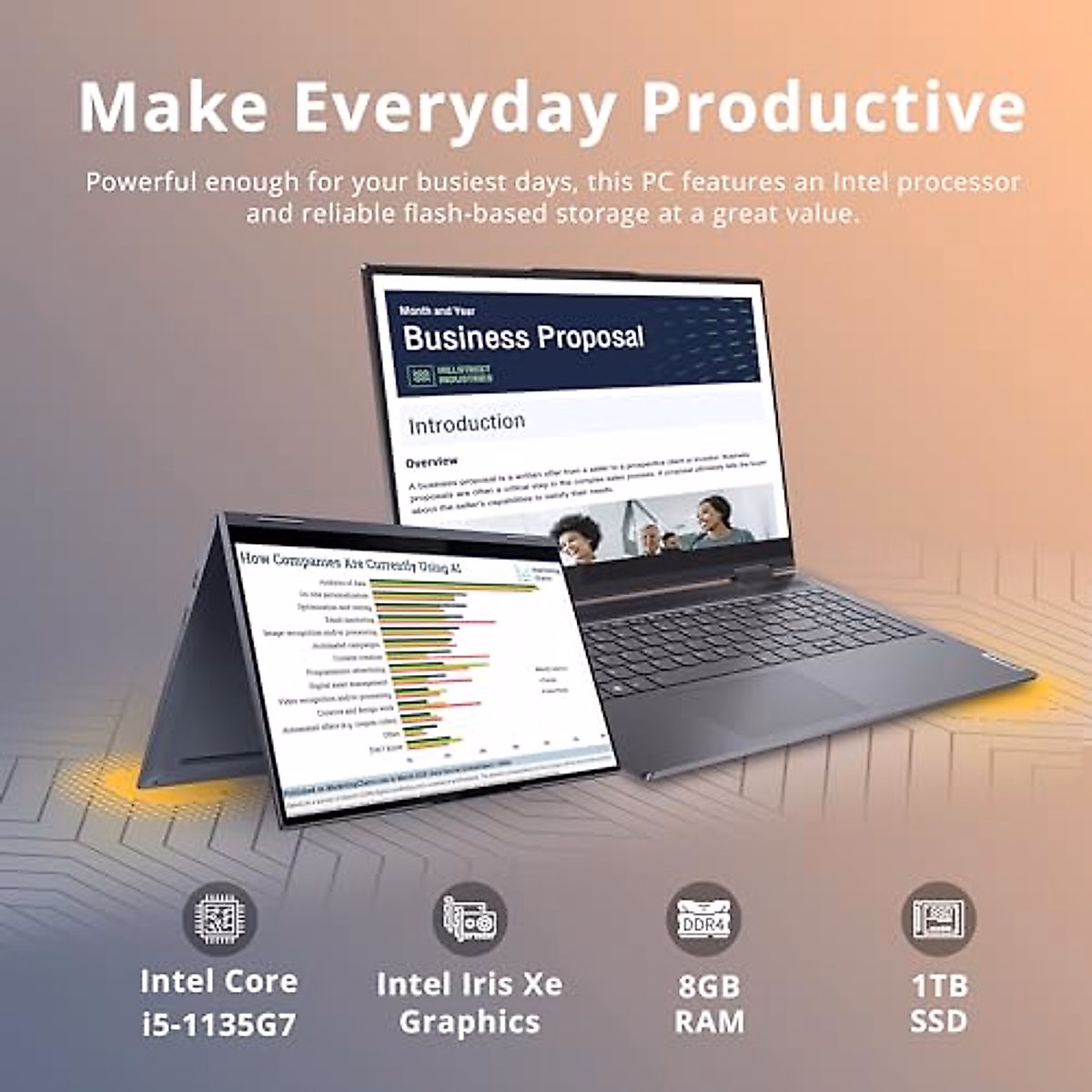 Lenovo Yoga 7i 2-in-1 360° 15.6" Touch Screen Laptop, Intel Evo Platform i5 1135G7, 8GB RAM, 1TB PCIe SSD, Intel Iris Xe Graphics, Backlit Keyboard, Win 11, Slate Grey, 32GB USB Card