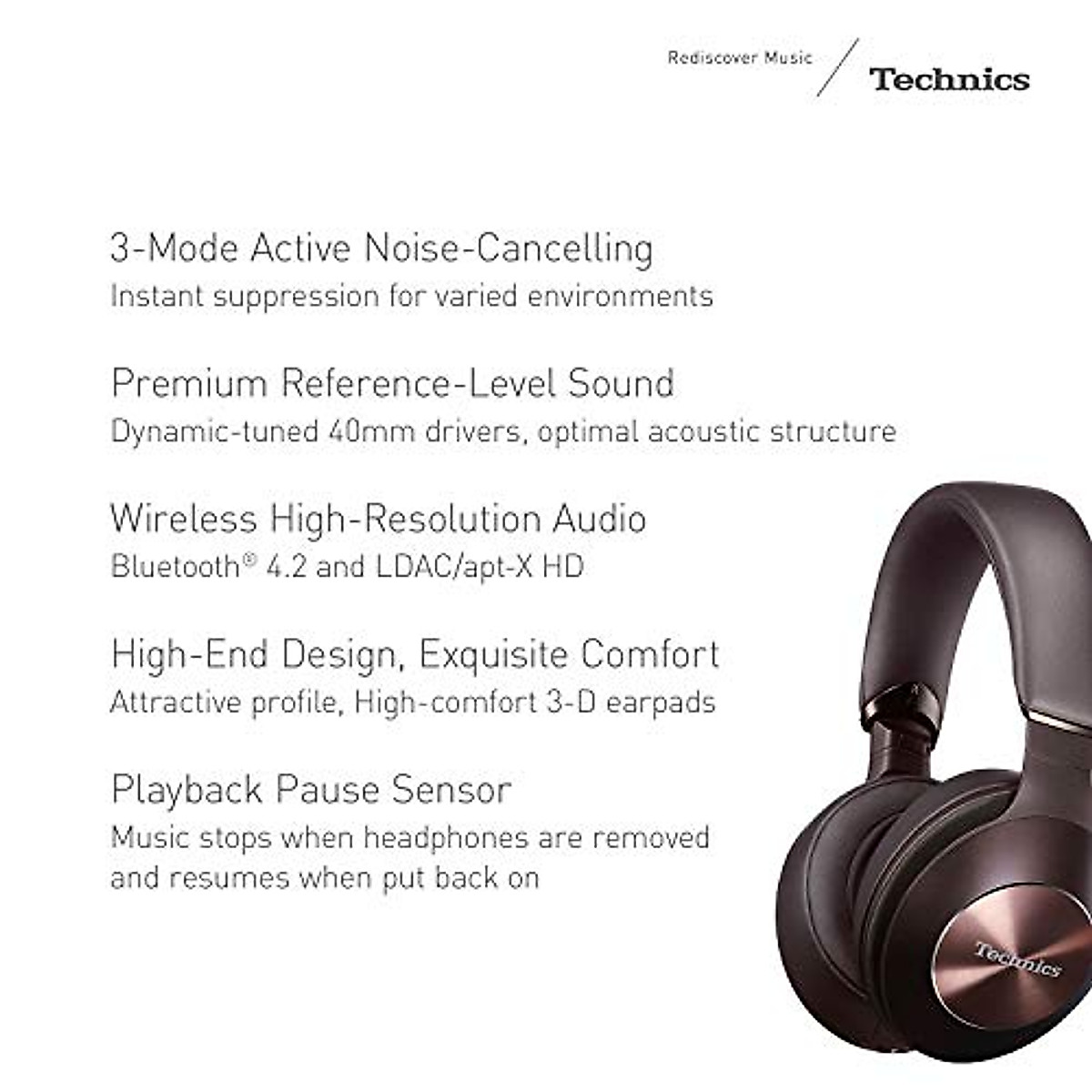 Technics Premium Hi-Res Wireless Bluetooth Stereo Headphones, 40 mm