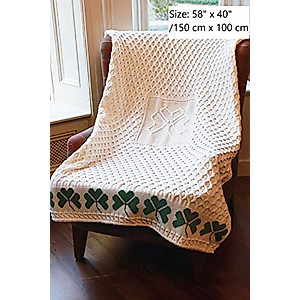 Irish Shamrock Blanket Cable Knit 100% Merino Wool Couch Throw Made in Ireland