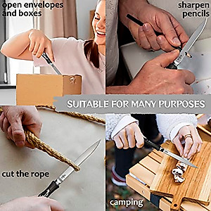 GOOD WORKER Japanese Utility Knife - Letter Opener - Envelope Opener - Mail Opener - Small Black Fixed Blade Knife for Men Women - Kubaton - Secret Santa Gift 130129