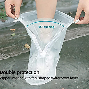 Waterproof Shoes Cover, Rain Boot Shoe Covers, Reusable Women Men PVC Rubber Sole Overshoes Galoshes Protectors for Cycling Camping Travel (XXL, White)