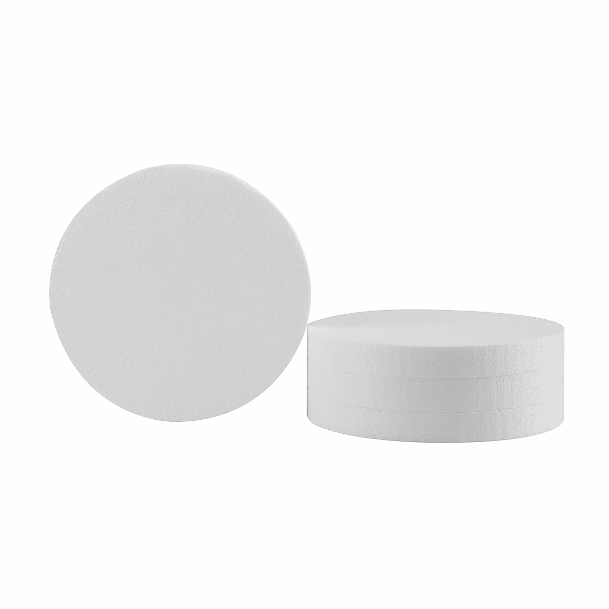 FFchuanhe 4 Pack Foam Circles for Crafts, Polystyrene Round Foam Discs (8×8×1 in) for DIY Projects, Decorations, Modeling, Christmas Decoration
