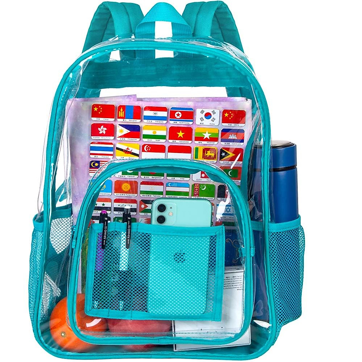 Clear Backpack, Transparent Bookbag Heavy Duty See Through Backpacks for Men - Oil Blue