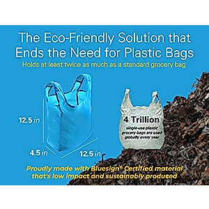 BagPodz Reusable Shopping Bags Inside a Compact Pod with Carry Clip - Washable Grocery Shopping Bags - Reusable Grocery Bags Heavy Duty RipStop Nylon Holds 50lbs Very Sturdy, 10 Pack in Blue