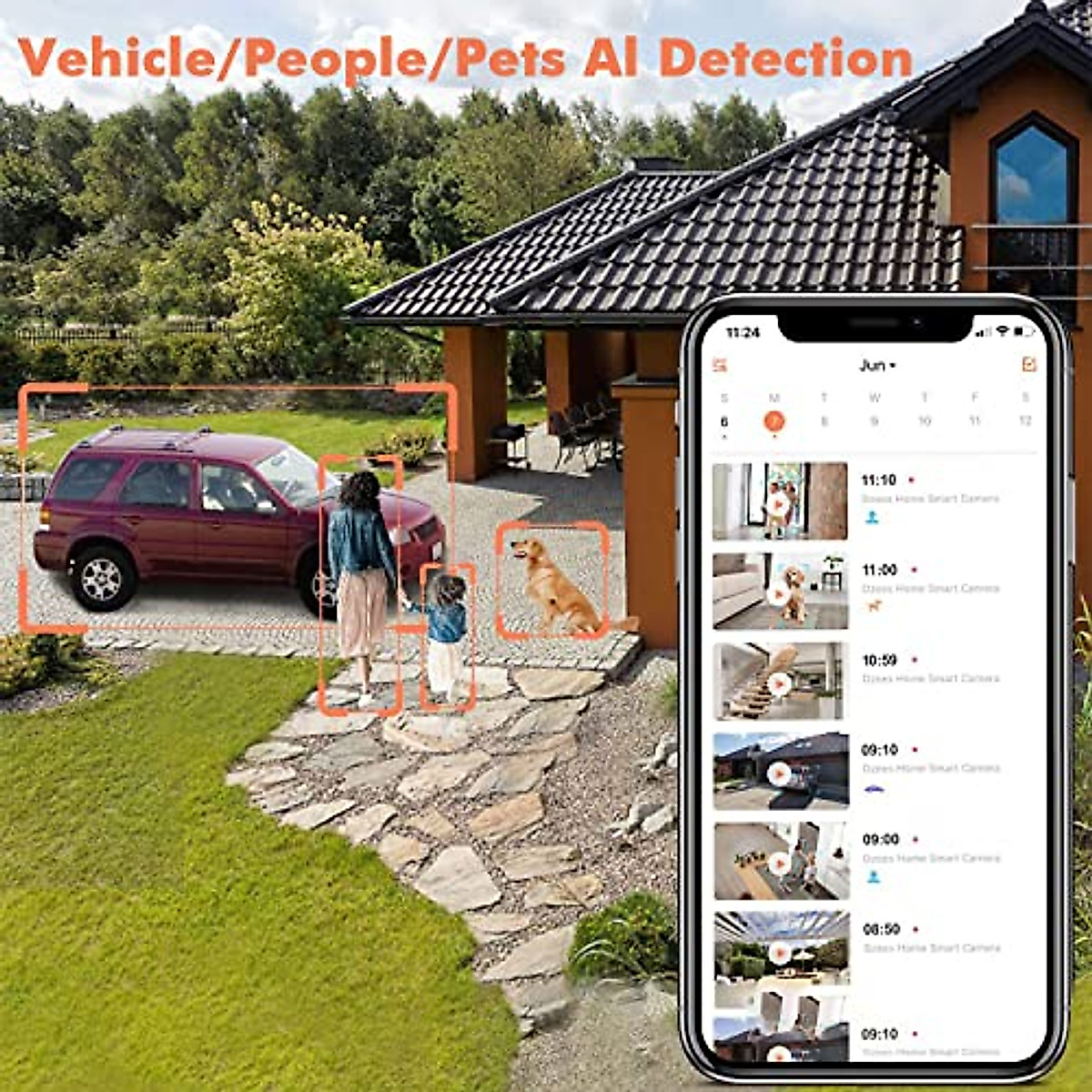 Dzees 【Upgrade Solar Camera Security Outdoor Wireless, Wireless Outdoor Security Cameras with Solar Panel, 1080P Color Night Vision, Spotlight/Alarm, AI Detection, 2-Way Talk, IP66 Waterproof