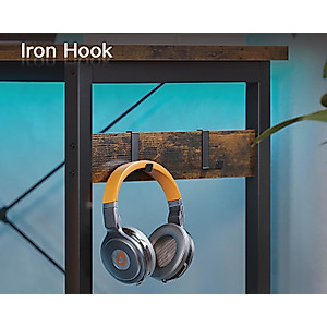 Coleshome 66" L Shaped Gaming Desk with Outlet, L Shaped Desk with CPU Stand, Corner Computer Desk, Home Office Desk, Writing Desk, Vintage