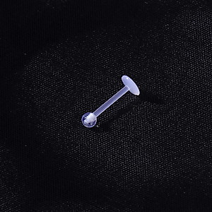 6ixGosh Clear Stud Earrings for Sports Work Surgery, Bioflex Plastic Clear Cartilage Earring Retainer, Ashley Vertical Labret Lip Rings Jewelry, Plastic, plastic