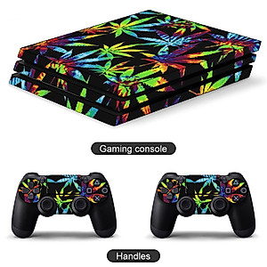 Color Weed Leaf PVC Adhesive Sticker Skin Protector Sticker for PS4 Pro/PS4 Slim Controller for PS4 Pro